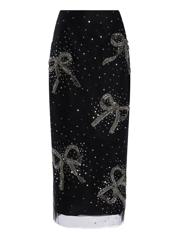 Carolina Herrera Embellished Tulle Midi Skirt - Black
