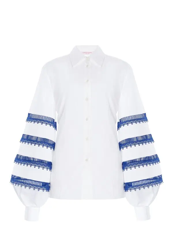 Carolina Herrera Embroidered Cotton Poplin Shirt - White