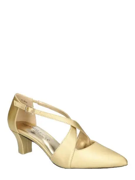 EASY WORKS BY EASY STREET Elegance Pointed Toe Pump - Gold Satin
