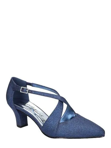 EASY WORKS BY EASY STREET Elegance Pointed Toe Pump - Navy Glitter