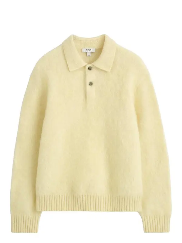 Cos Brushed Mohair-blend Polo Sweater - Light Beige