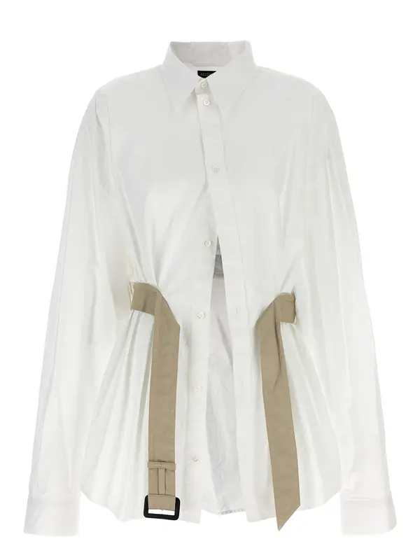 Balenciaga Belted Cotton Shirt - White