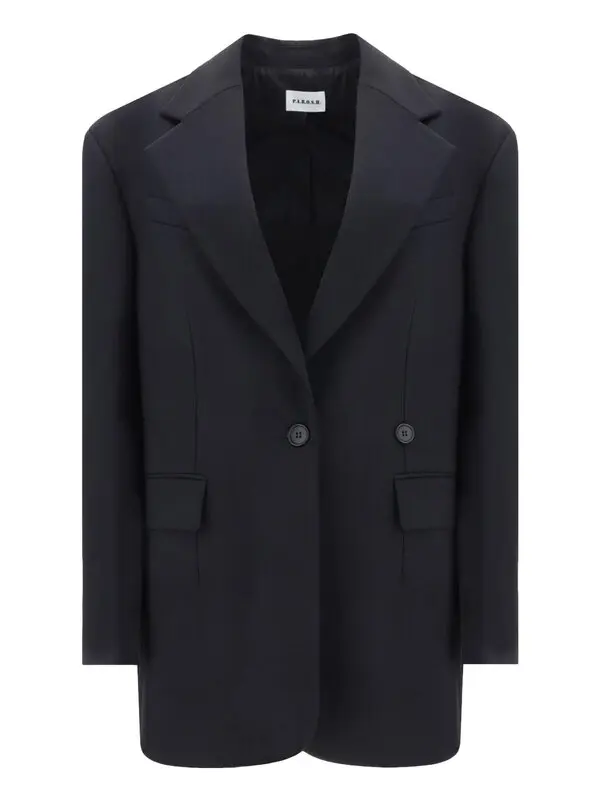 PAROSH Wool Single Breasted Blazer Jacket - Black
