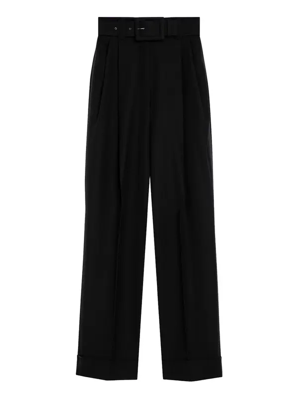 Max Mara Grain De Poudre Wool Trousers - Black