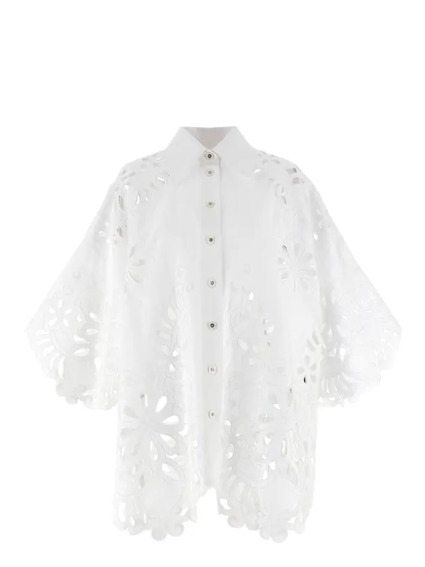 Dolce & Gabbana Cut-out Embroidered Shirt - White