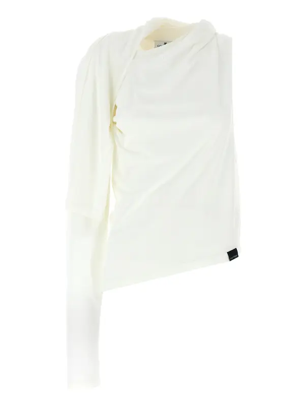COURREGES Asymmetrical Off-the-shoulder T-shirt - White