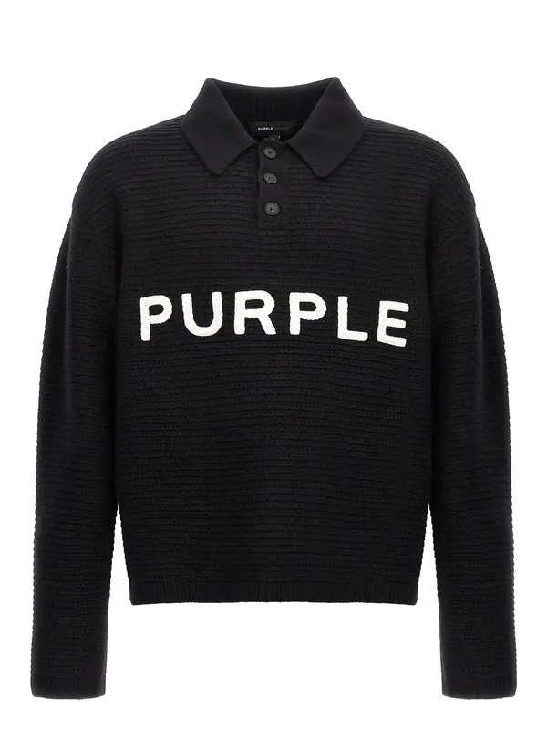 PURPLE BRAND Logo Embroidery Sweater - Black