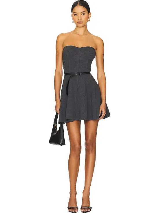 Norma Kamali Strapless Grace Mini Dress - Dark Heather Grey