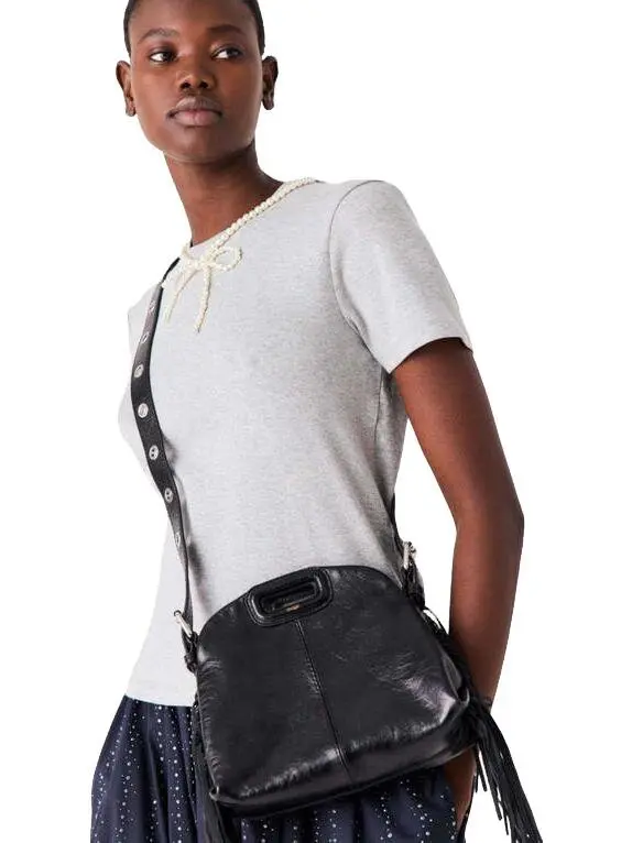Maje Miss M Mini Cracked Leather Bag - Black