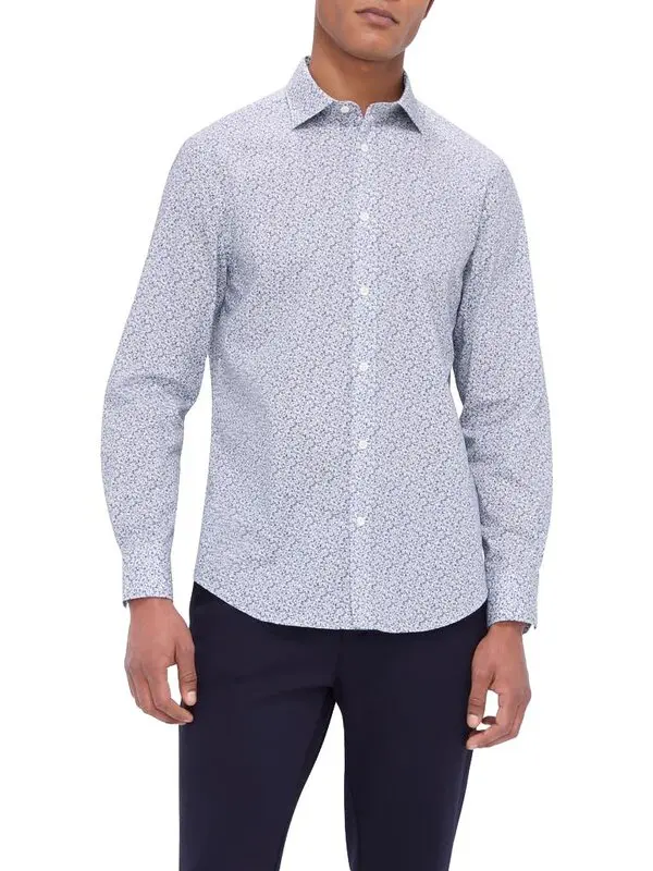 Bugatchi Axel Shaped Fit Abstract Print Stretch Button-up Shirt - Lilac