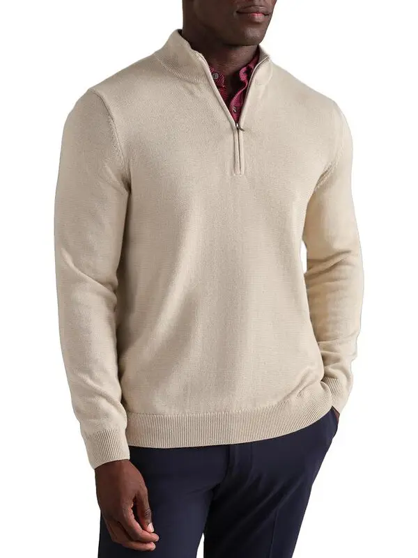 RHONE Commuter Quarter-zip Sweater - Bone