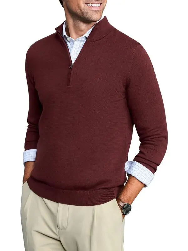RHONE Commuter Quarter-zip Sweater - Tawny Port Red Heather