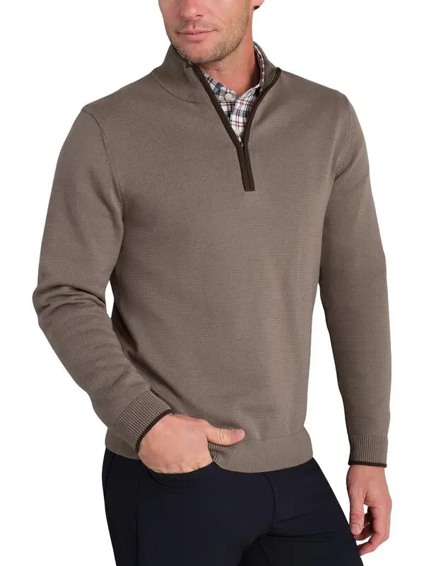 RHONE Commuter Quarter-zip Sweater - Foggy Taupe