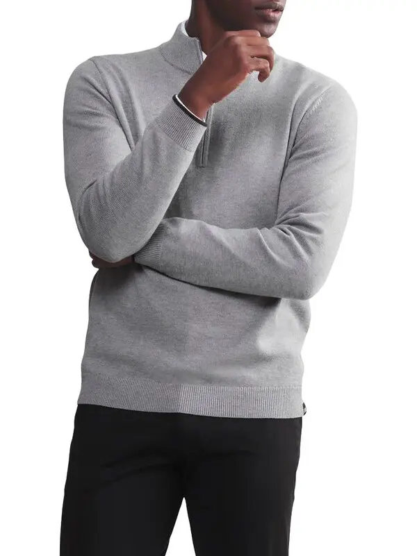 RHONE Commuter Quarter-zip Sweater - Gray Heather