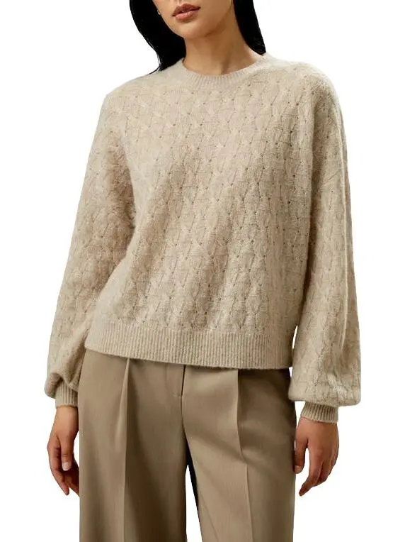 Lilysilk Silk-cashmere Blend Patterned Sweater - Beige