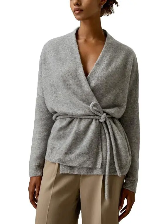 Lilysilk Lounge Wrap Knit Cardigan - Mixed Gray