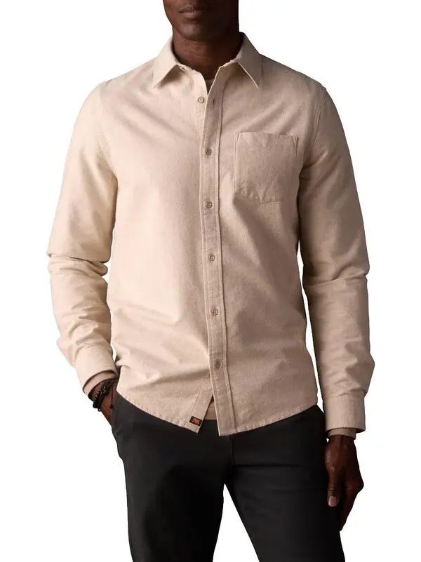 THE NORMAL BRAND Fairbanks Brushed Cotton Chamois Button-up Shirt - Fossil