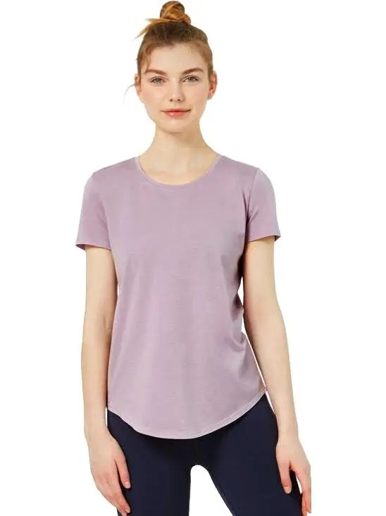 REBODY Essentials Scooped Hem Short Sleeve Top - Stone Mauve
