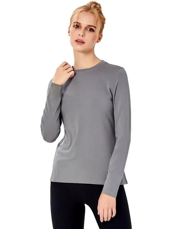 REBODY Pima Long Sleeve Top - Stone Olive