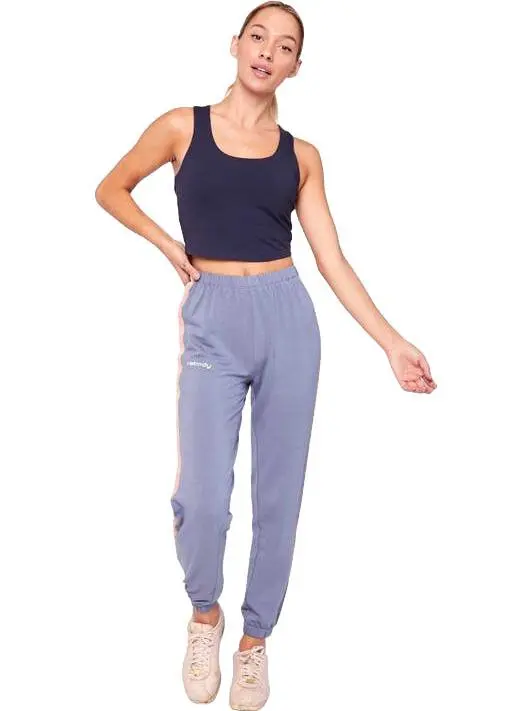 REBODY Homebase Fleece Sweatpants - Dusty Blue/stripe