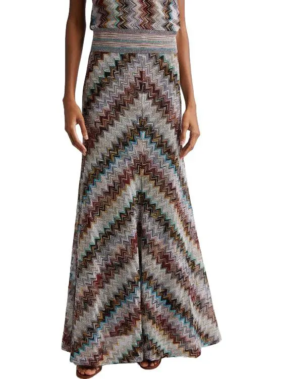 Missoni Shimmer Zigzag Maxi Skirt - Multi Silver Black Pink Blue