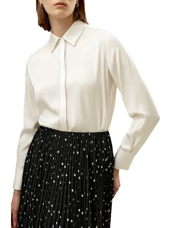 Lilysilk Beaded Chain Silk Shirt - Pearl White