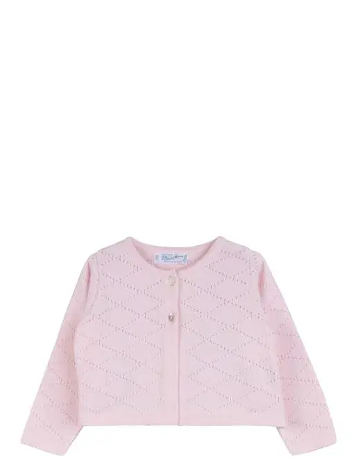 FELTMAN BROTHERS Cotton Pointelle Crop Cardigan - Pink