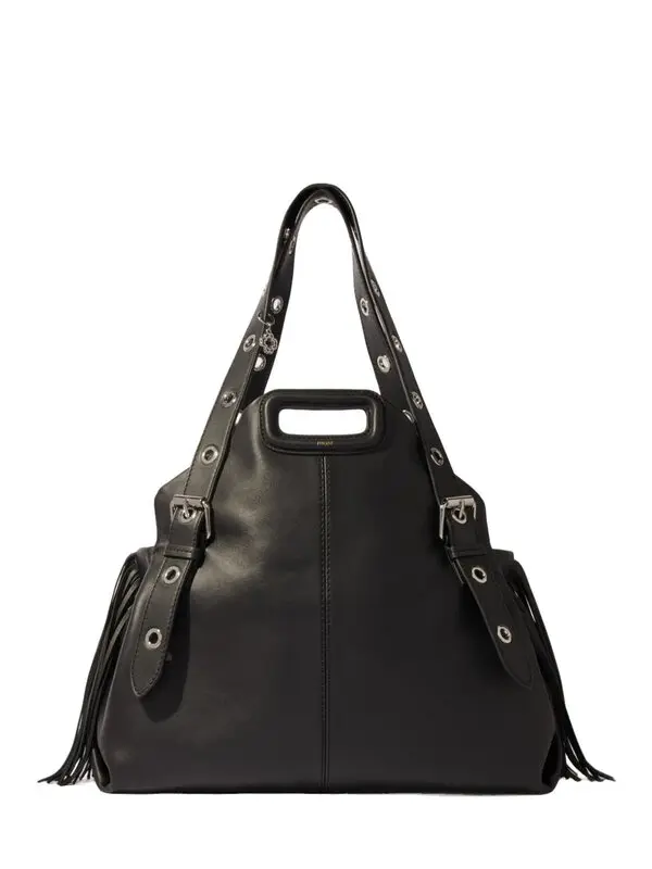 Maje Plain Leather Miss M Xl Bag - Black