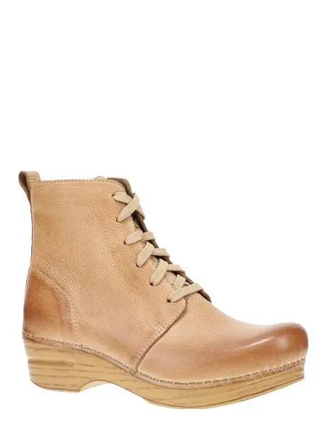 Dansko Sigourney Leather Combat Boots - Honey
