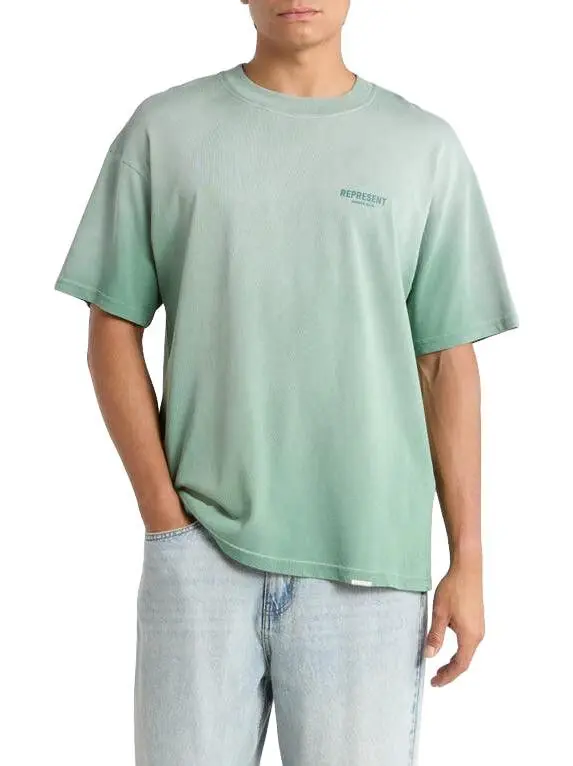 REPRESENT Owners' Club Cotton Logo Graphic T-shirt - Washed Aloe