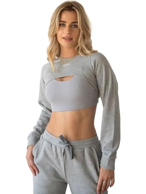 REBODY Sport X Shrug Sweatshirt - Heather Grey/white