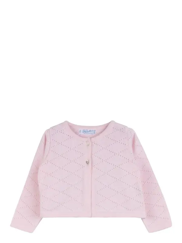 FELTMAN BROTHERS Pointelle Crop Cotton Cardigan - Pink