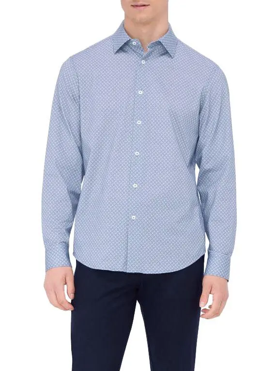 Bugatchi James Ooohcotton® Print Button-up Shirt - Cobalt