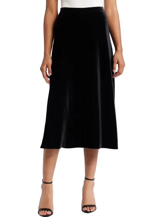 Anne Klein A-line Velvet Skirt - Anne Black