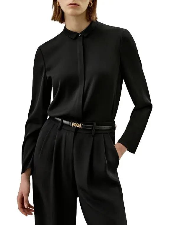 Lilysilk Classic Collar Silk Shirt - Black