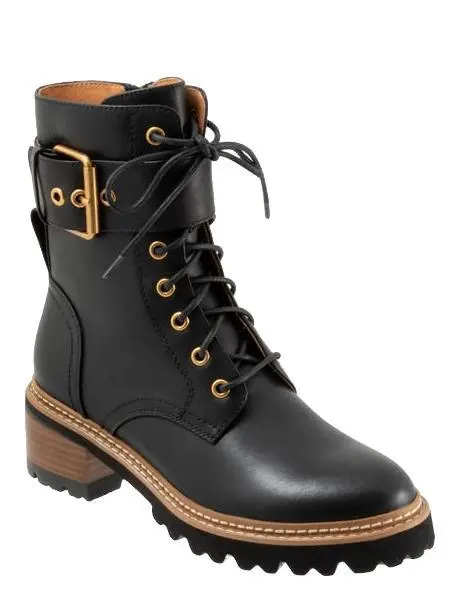 Eos Stack Heel Work Boots - Black