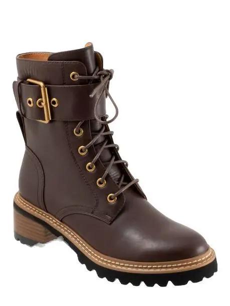 Eos Stack Heel Work Boots - Chestnut