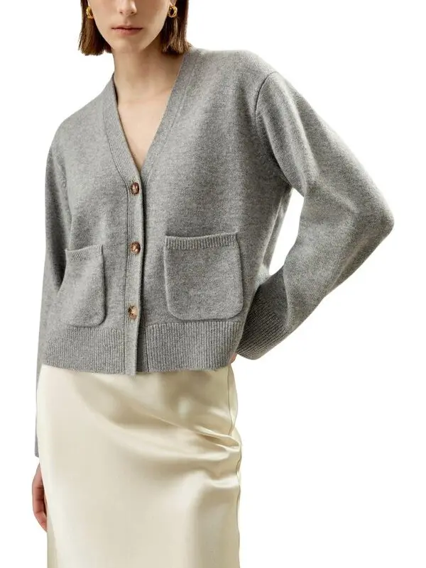 Lilysilk Wool-cashmere Blend Cardigan - Mixed Gray