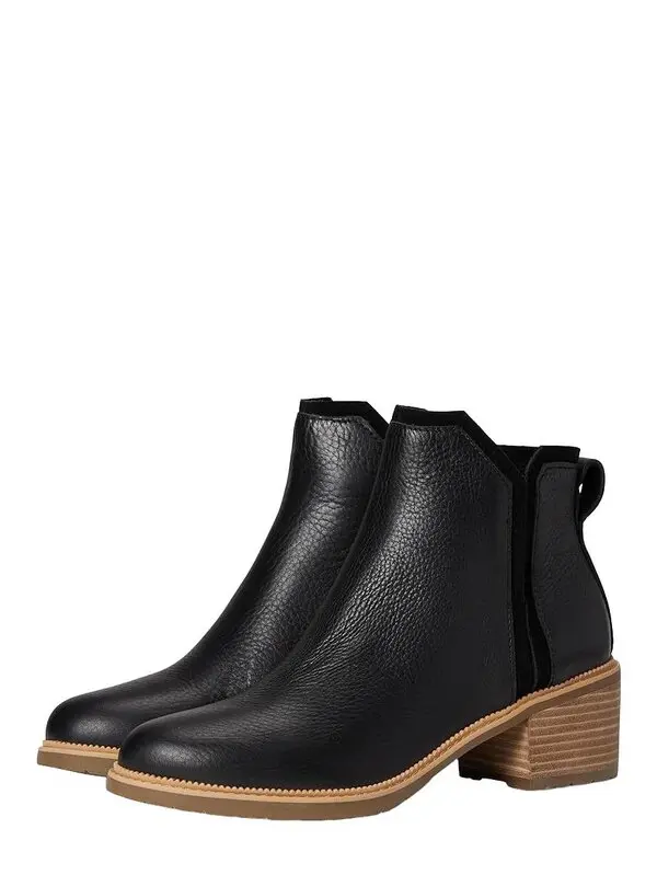 Toms Hailey Leather Ankle Boots - Black