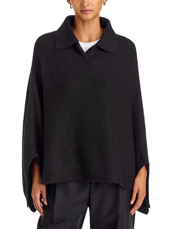 Aqua Crop Collar Poncho - Black