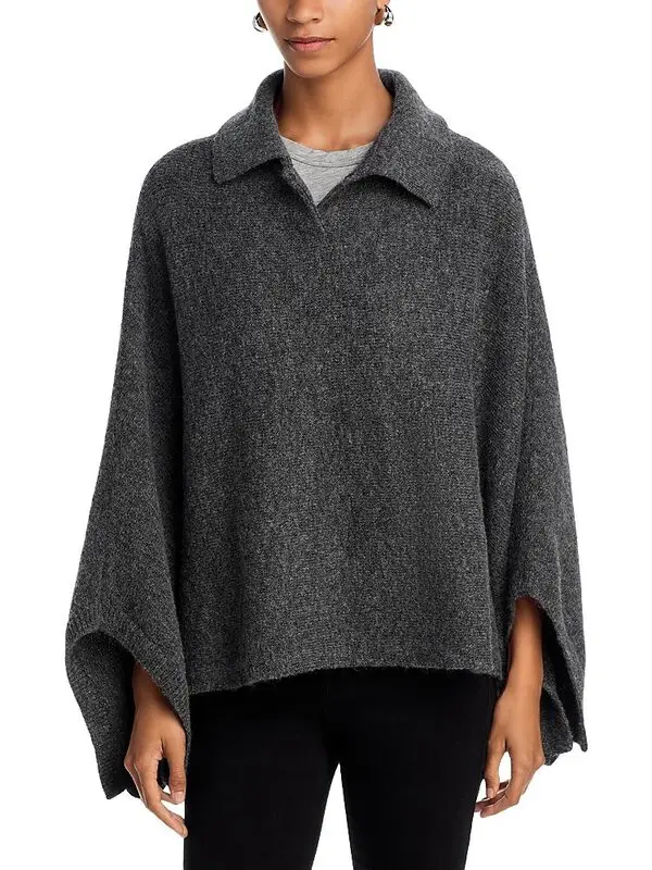 Aqua Crop Collar Poncho - Charcoal