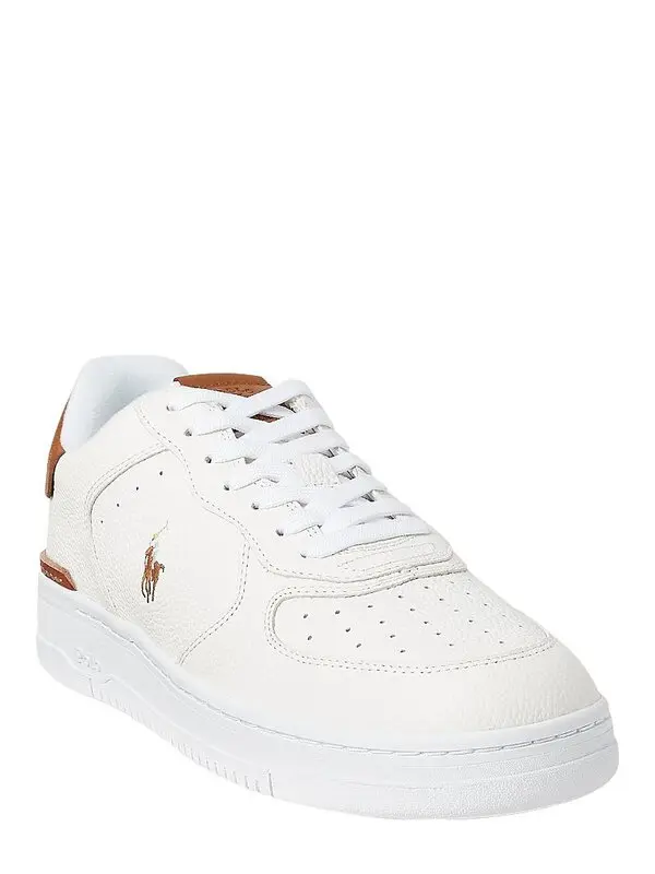 Polo Ralph Lauren Masters Court Lace Up Sneakers - White/tan
