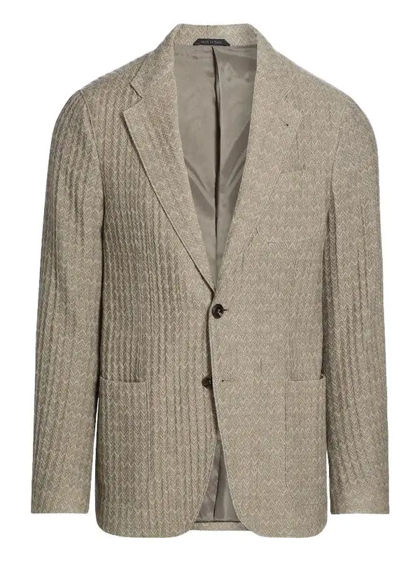 Giorgio Armani Chevron Cashmere-silk Upton Jacket - Tan