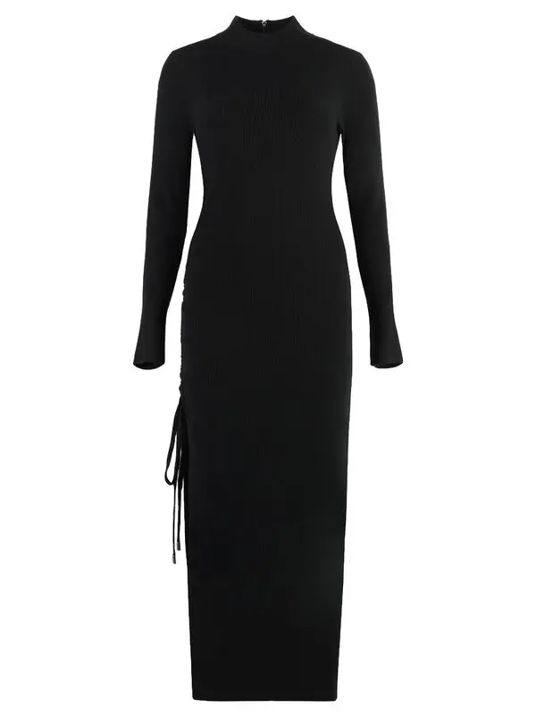 Michael Kors Crewneck Wool Midi Dress - Black