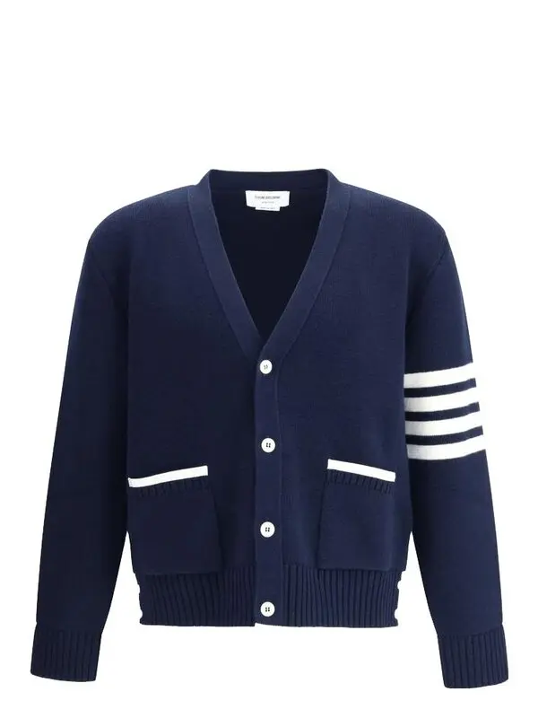 Thom Browne Merino Wool Cardigan - Blue