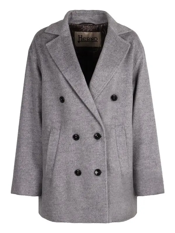 Herno Double-breasted Wool Coat - Grey
