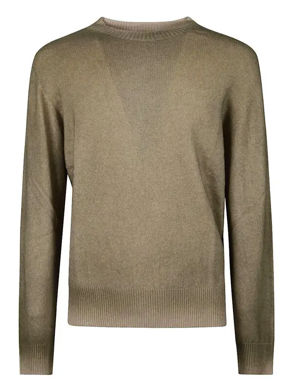 ARAGONA Round Neck Cashmere Sweater - Brown