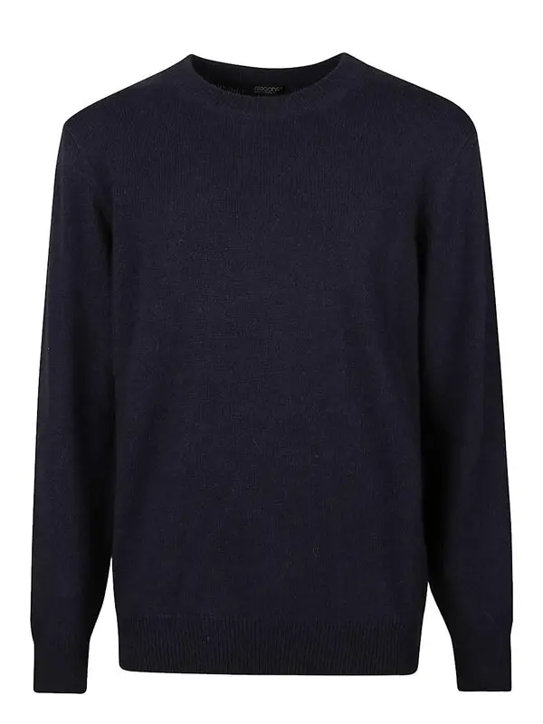 ARAGONA Round Neck Cashmere Sweater - Blue