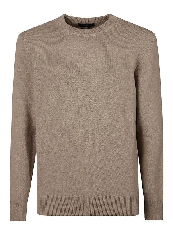 ARAGONA Round Neck Cashmere Sweater - Brown