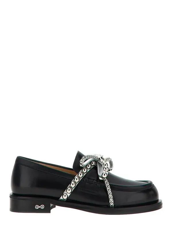 Mach & Mach Crystal Studs Loafers - Black